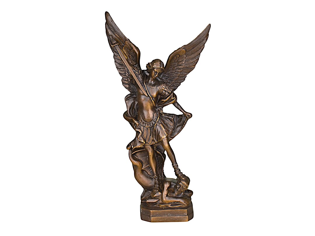 Saint Michael Archangel Defeated Lucifer Real Bronze Greek Roman Statue ...