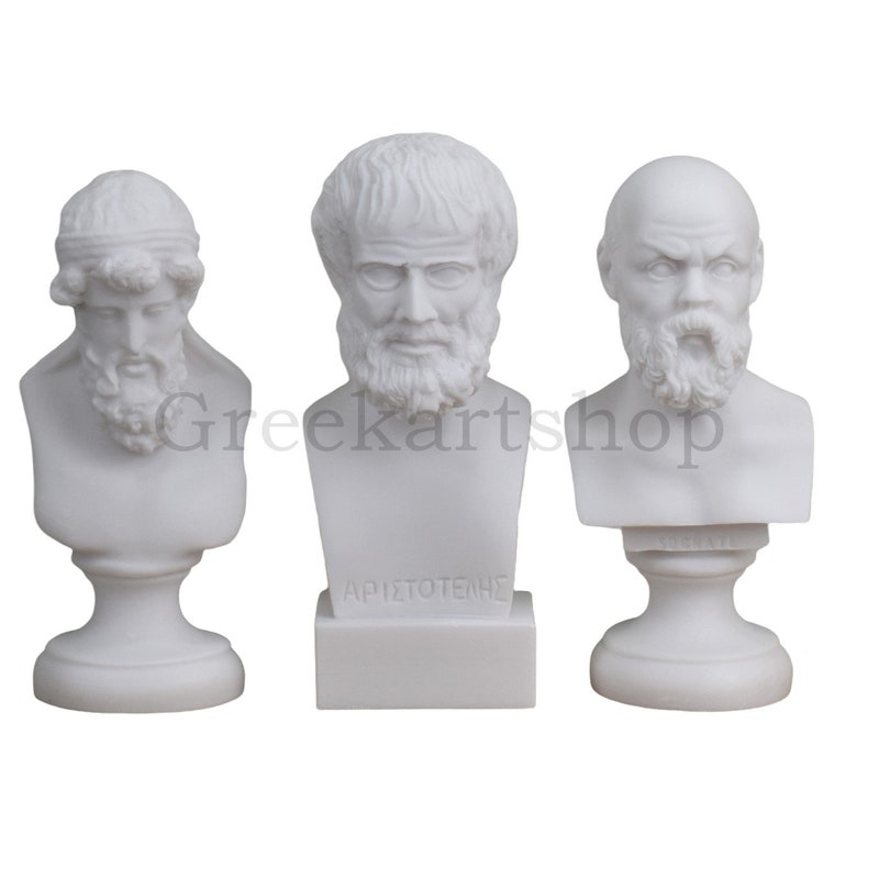 Bustos de sócrates, aristóteles y platón, estatuas de filósofos griegos ...