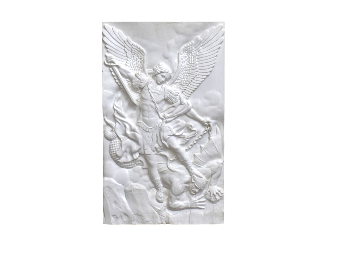 Saint St Michael Archangel Defeated Lucifer Relief Cast Stone Greek ...