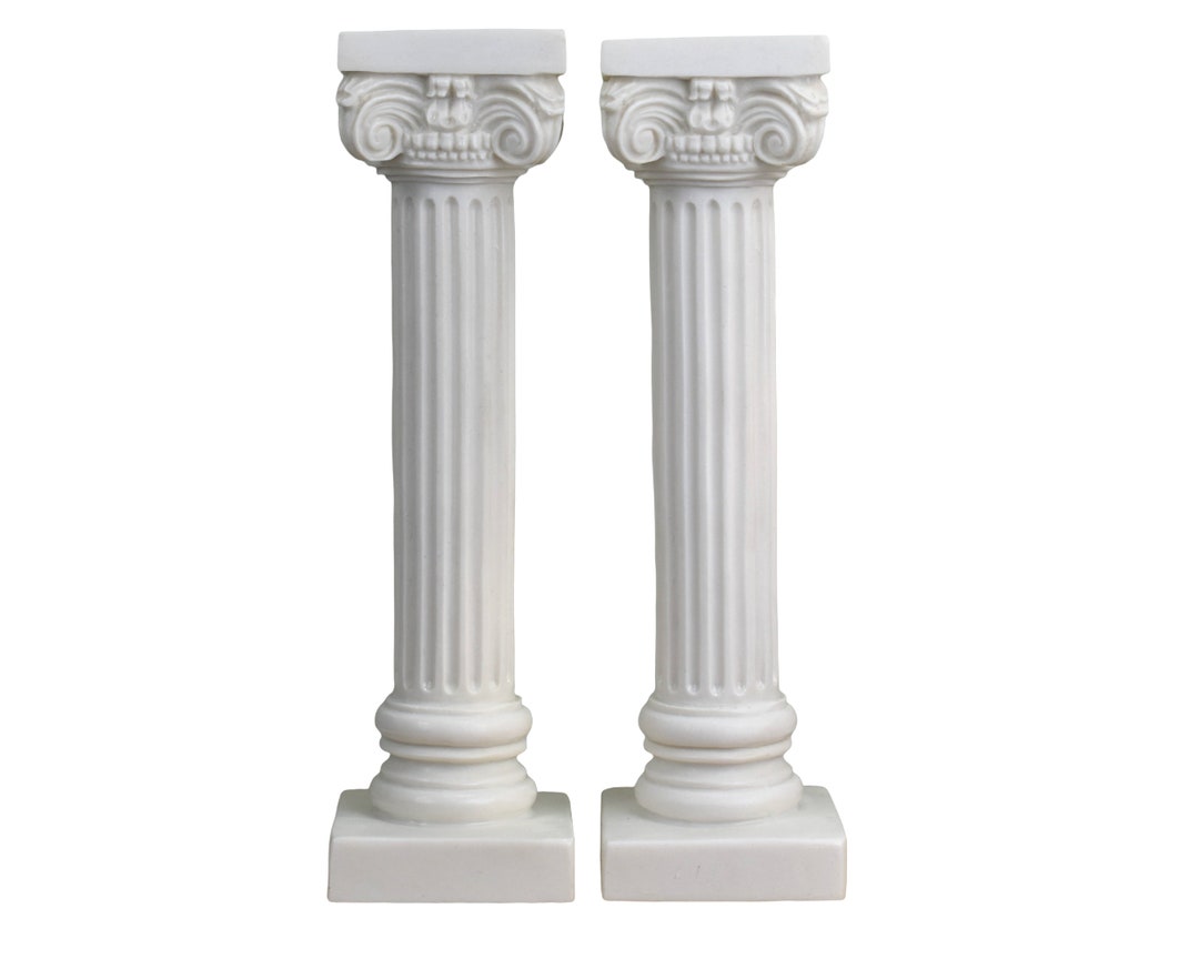 Set of 2 Greek Ionic Order Column Pillar Pedestal Statue Handmade Sculpture Decor 10.7 Inches - Etsy
