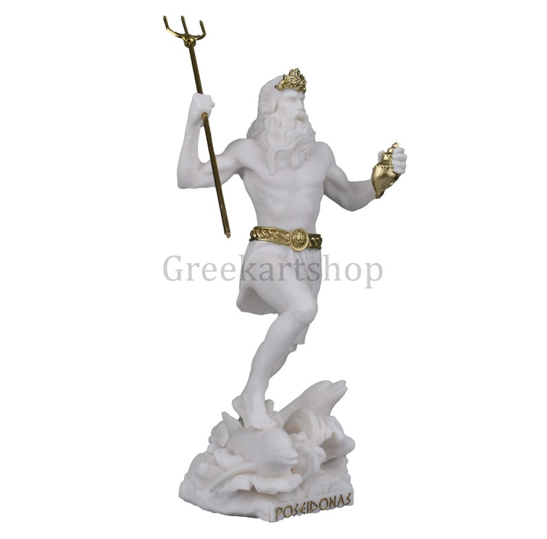 Poseidon Greek God of the Sea Neptune Statue Sculpture Figurine Cast ...