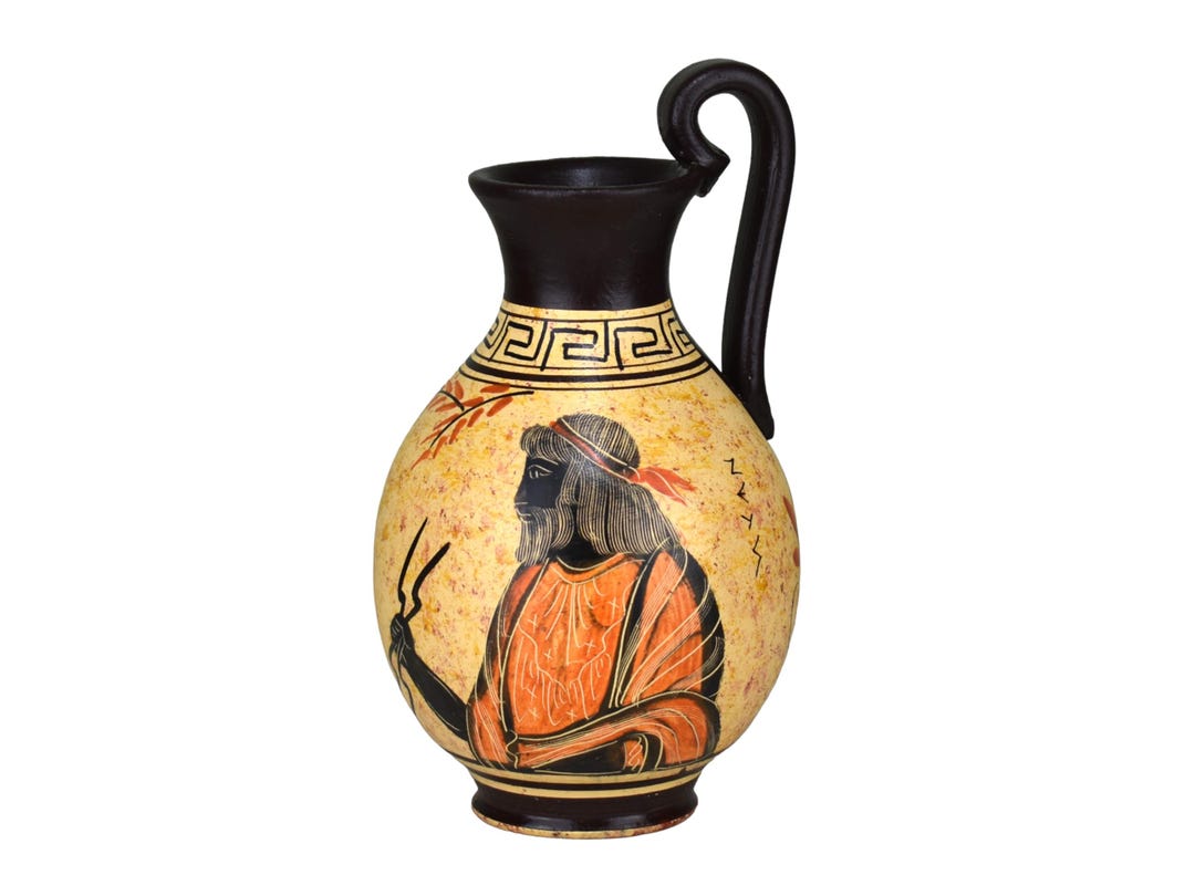 Ceramic Vase Pot Black-figure Greek Pottery Painting Greek King God ...