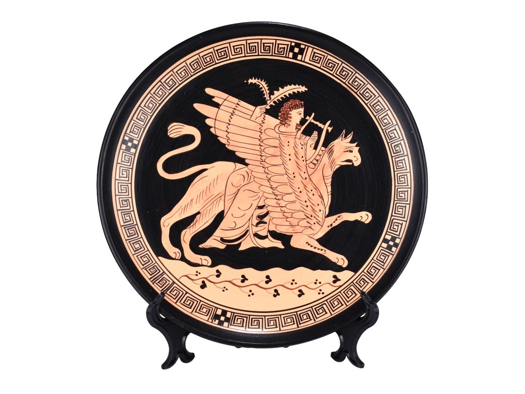 God Apollo Riding Griffin Painting Ancient Greece Ceramic - Etsy