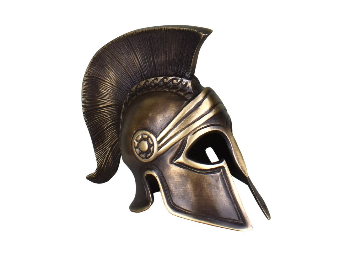 Ancient Greek Spartan Helmet Real Bronze Metal Art Sculpture Handmade ...