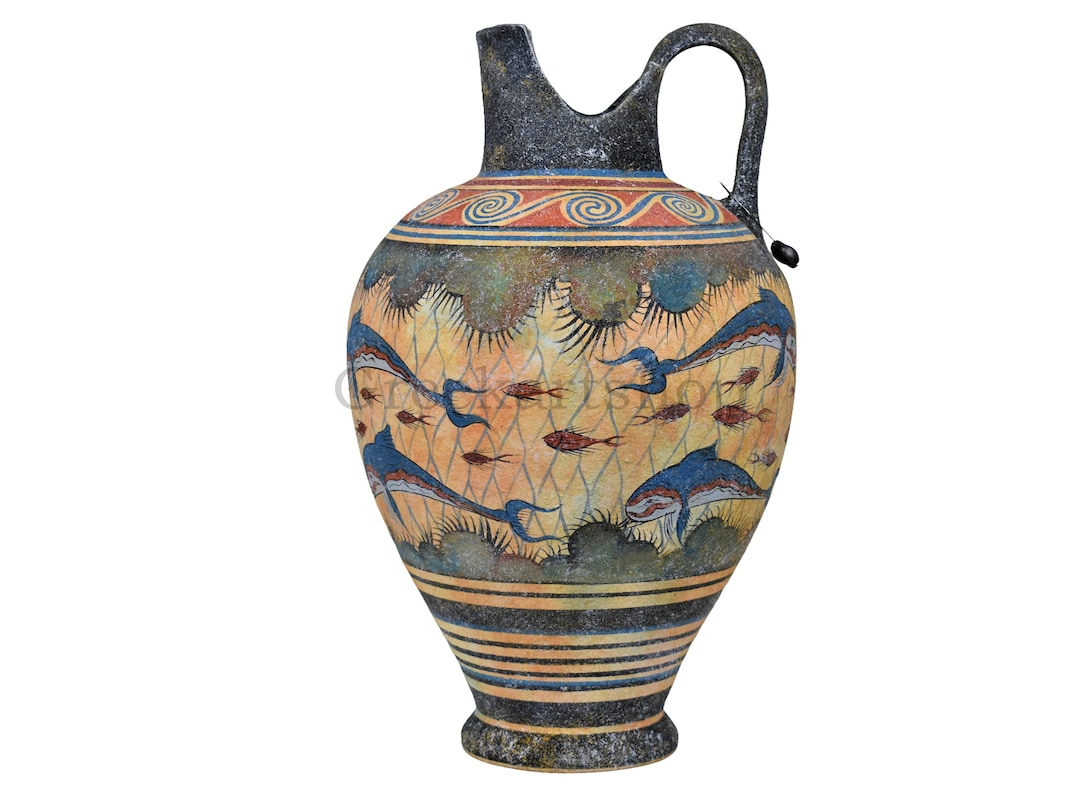 Hydria Water Jar Minoan Vase Pottery Painting Dolphin Ancient Greek ...