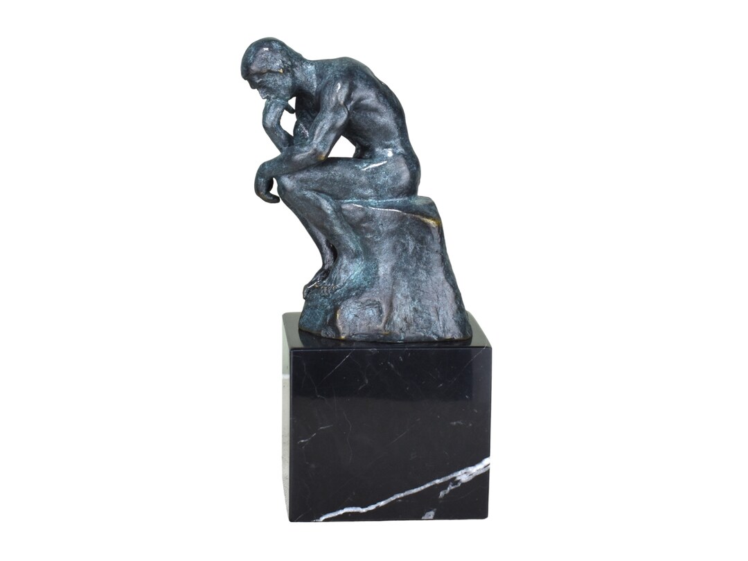 The Thinker Rodin Real Bronze Green Finish Metal Art Sculpture Statue ...