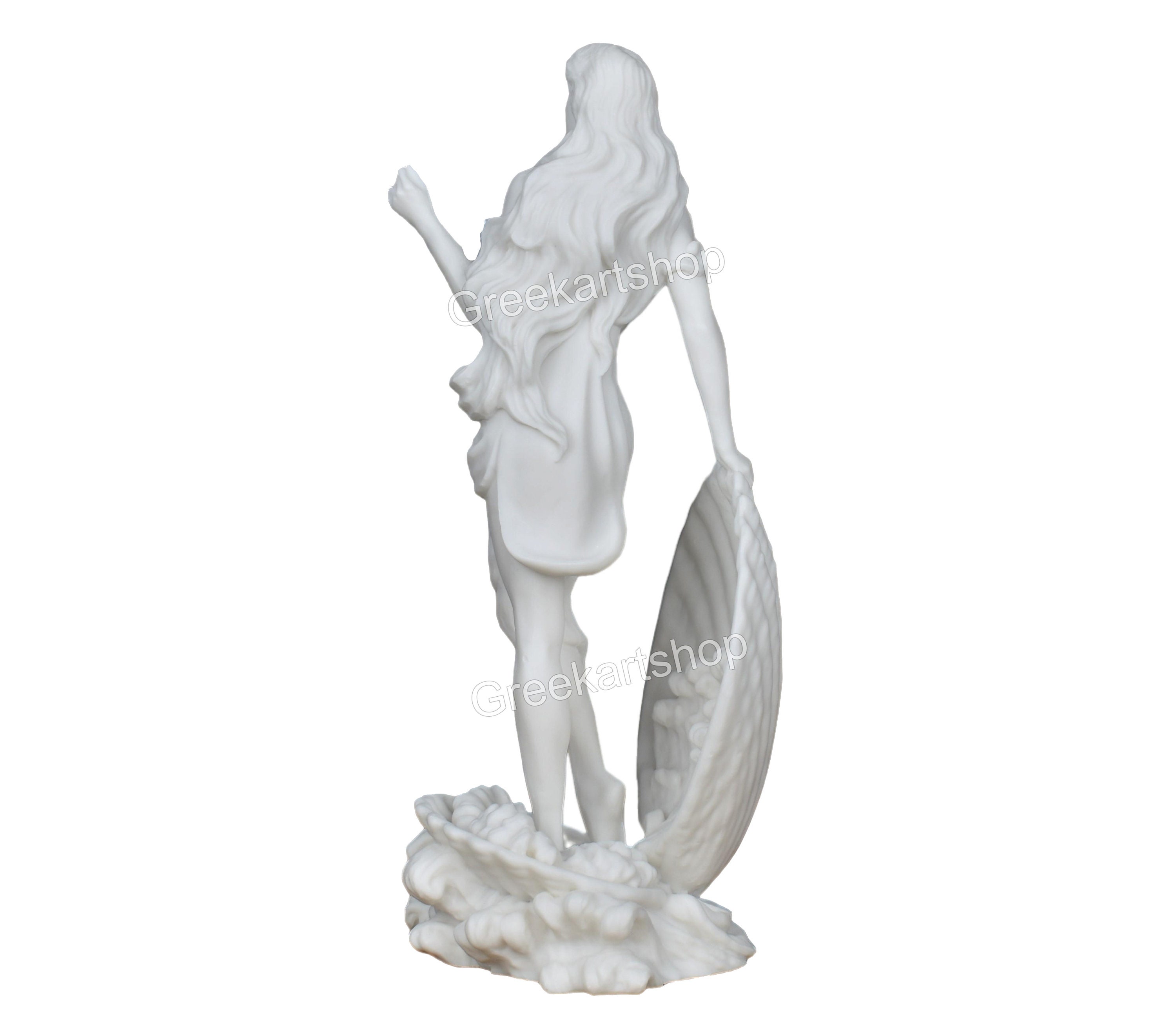 Aphrodite Statue - Venus in Shell, Cast Marble Sculpture, 13" Handmade ...