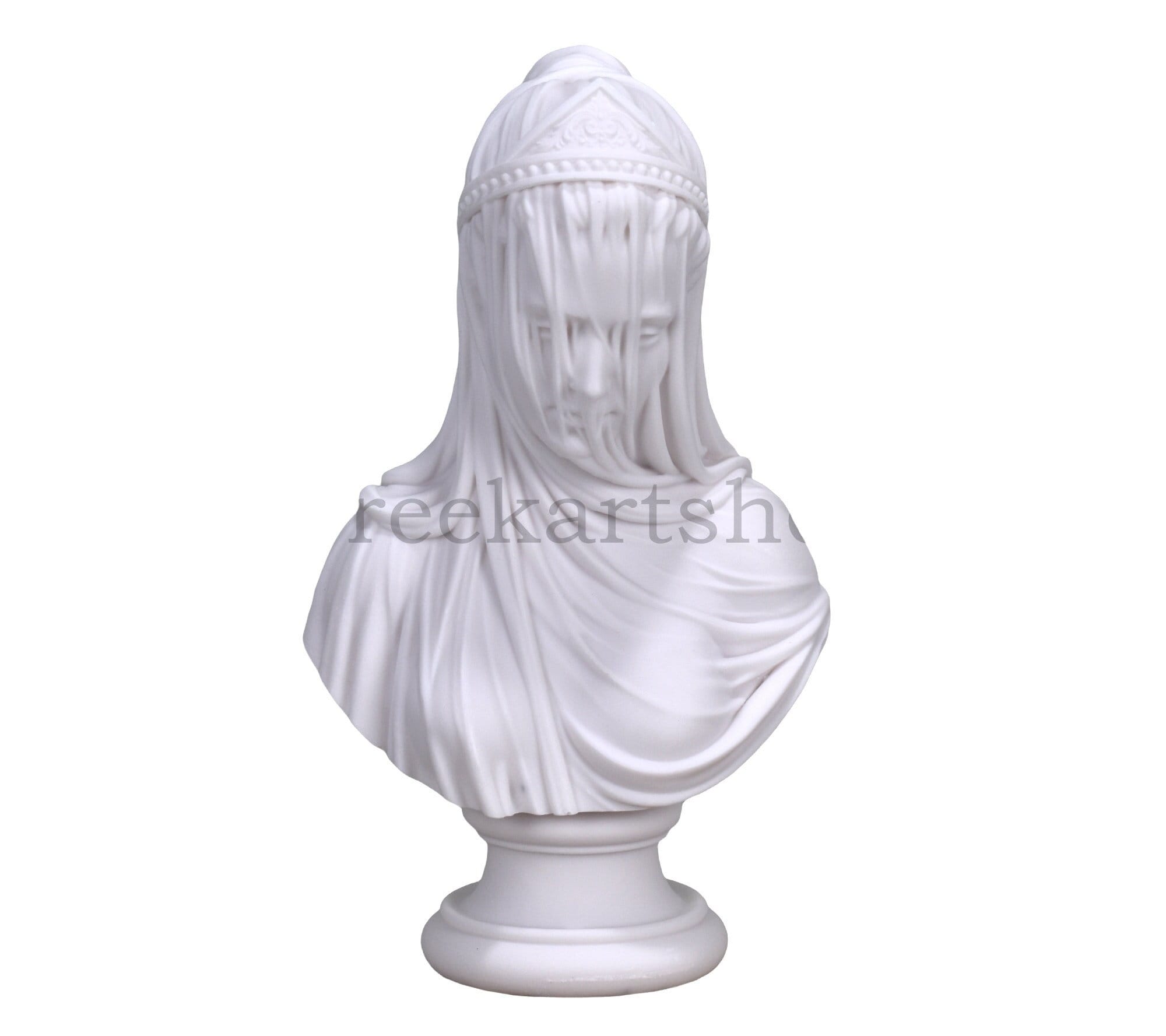 Veiled Woman Bust Statue - Lady in Veil Sculpture - Cast Marble Female ...