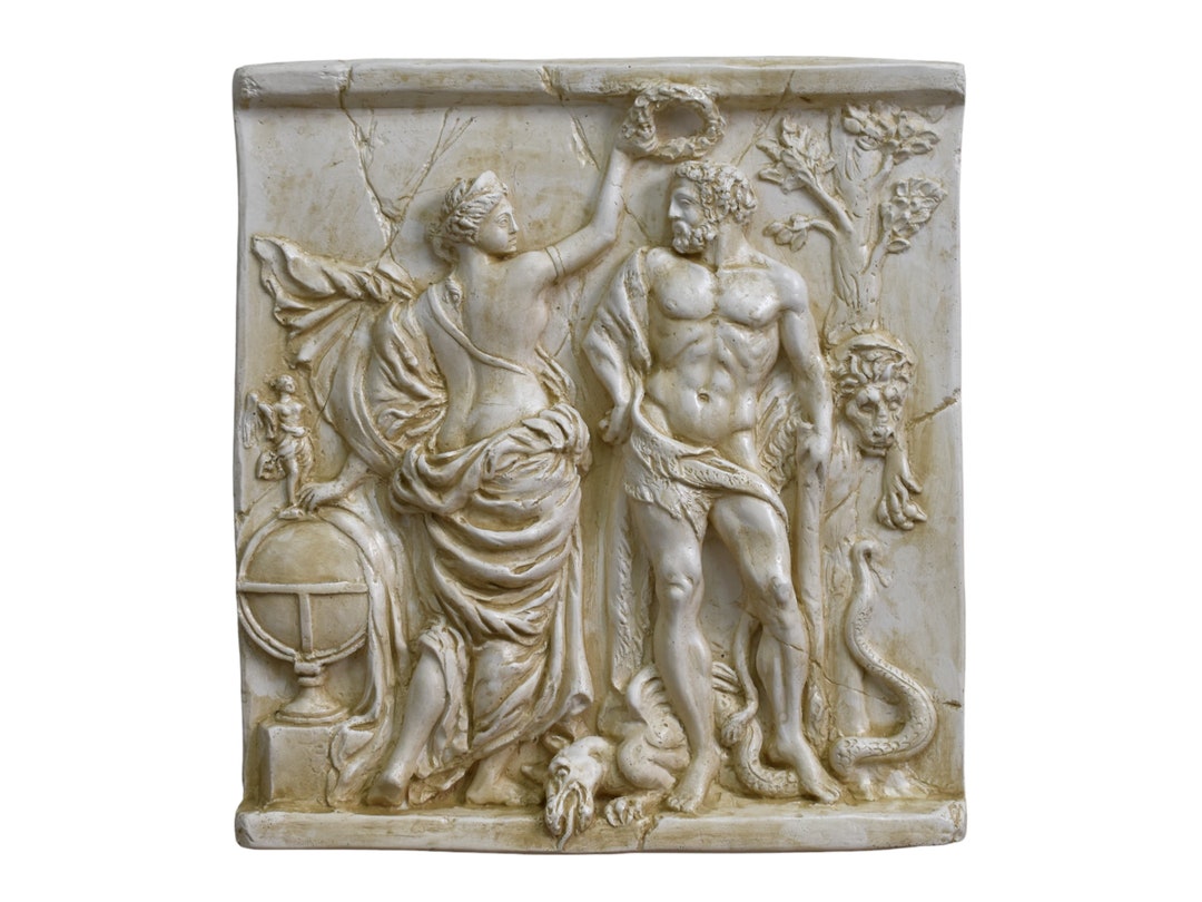 Hercules Crowned by Glory Relief Plaque: Cast Stone Louvre Museum ...