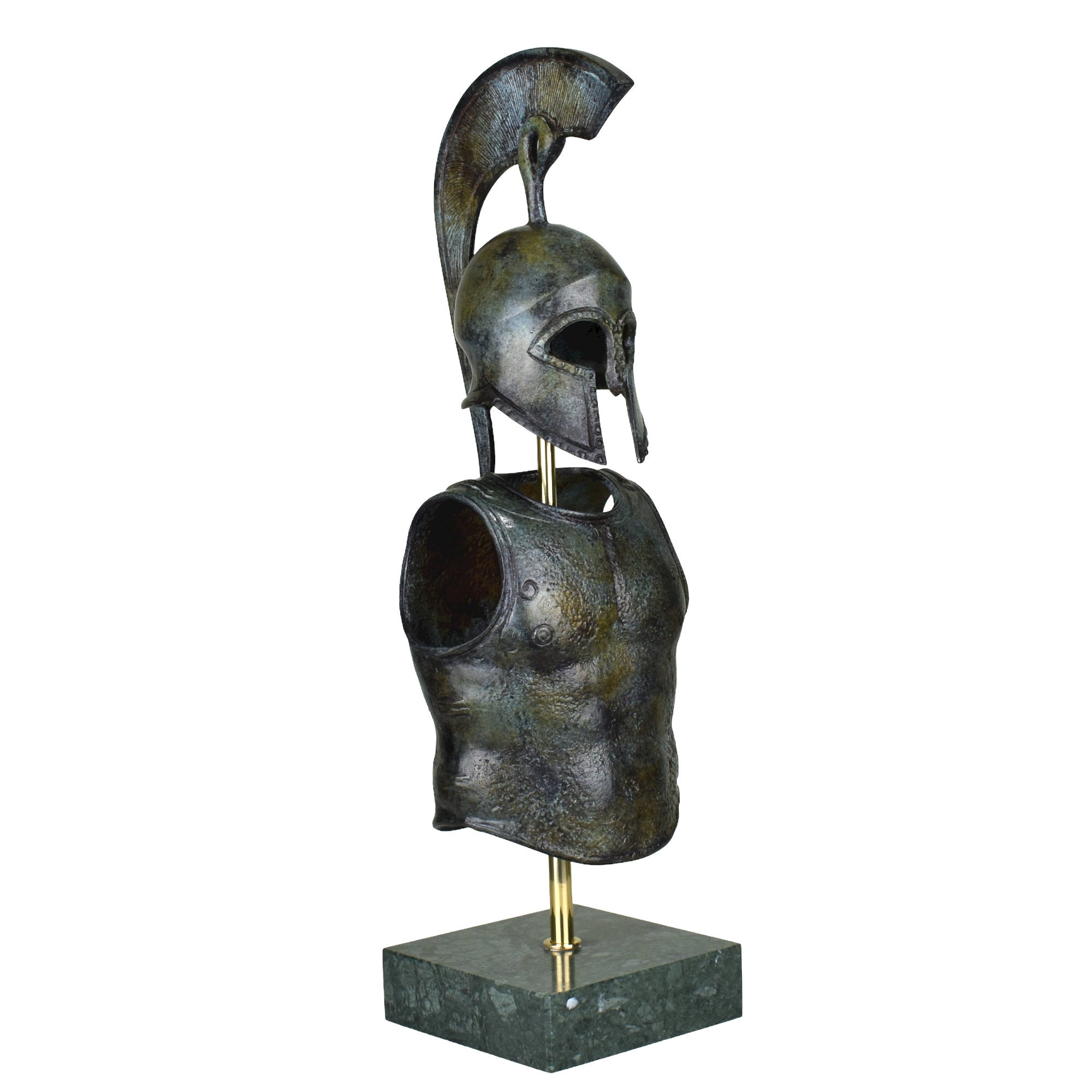 Handmade Bronze Greek Hoplite Armor Sculpture, Marble Base - Etsy