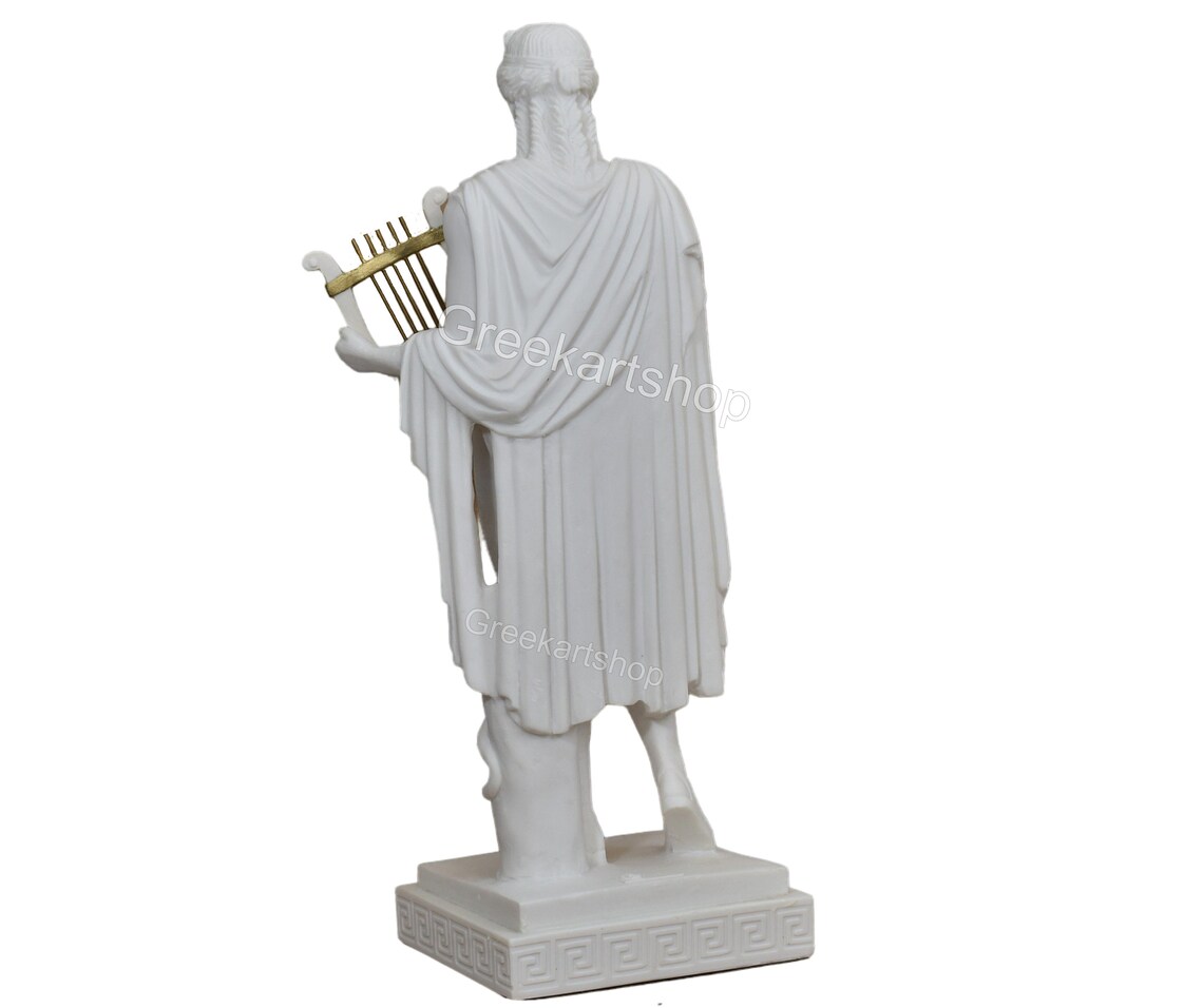 Apollo With Lyre Greek Roman Olympian God Sculpture Statue Cast Marble ...