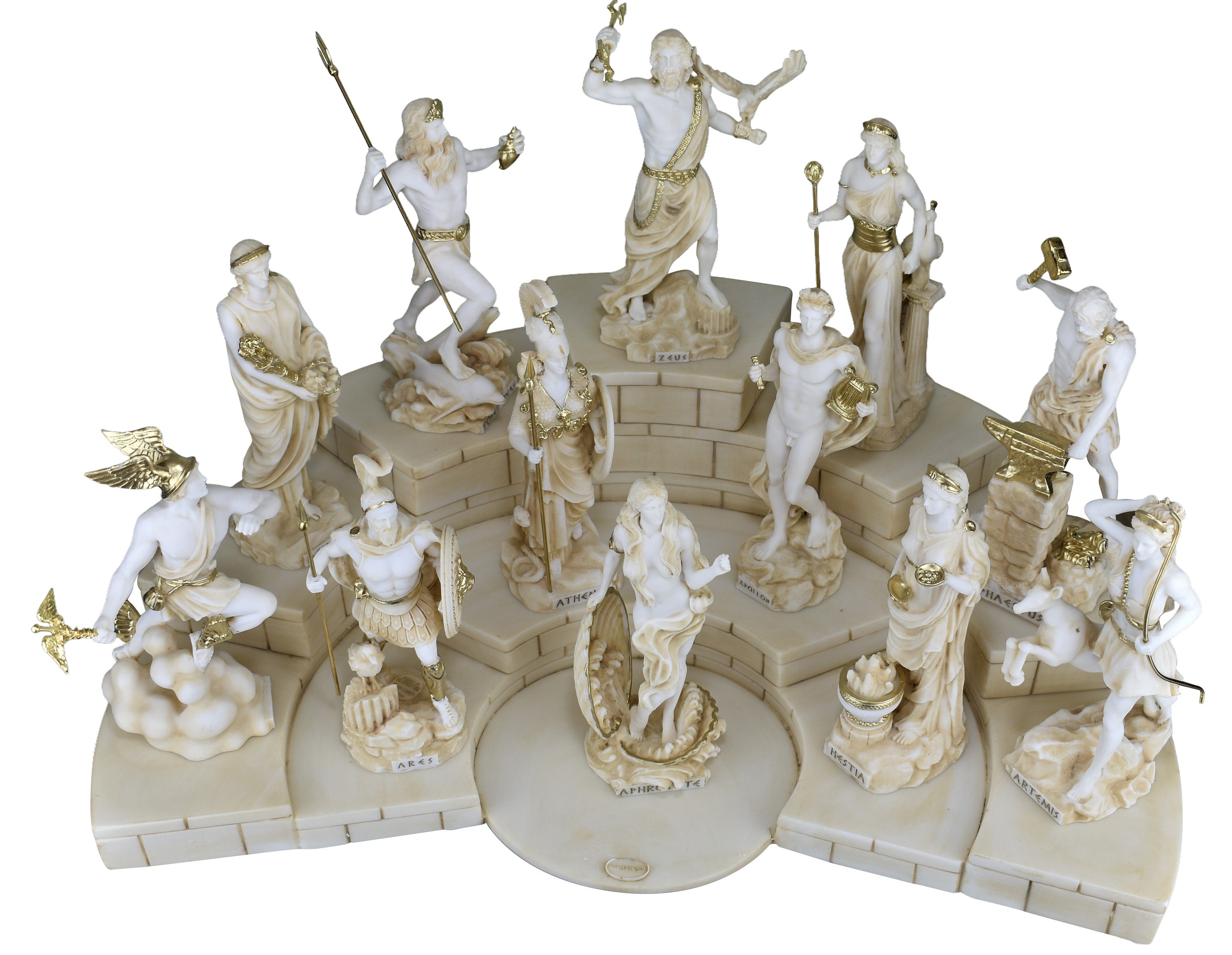 12 Twelve Greek Olympian Gods SET Pantheon Sculpture Statue Figure 6.7 ...