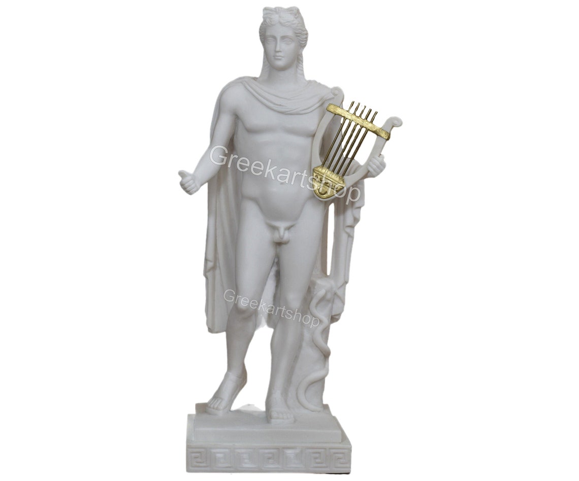 Apollo With Lyre Greek Roman Olympian God Sculpture Statue Cast Marble ...