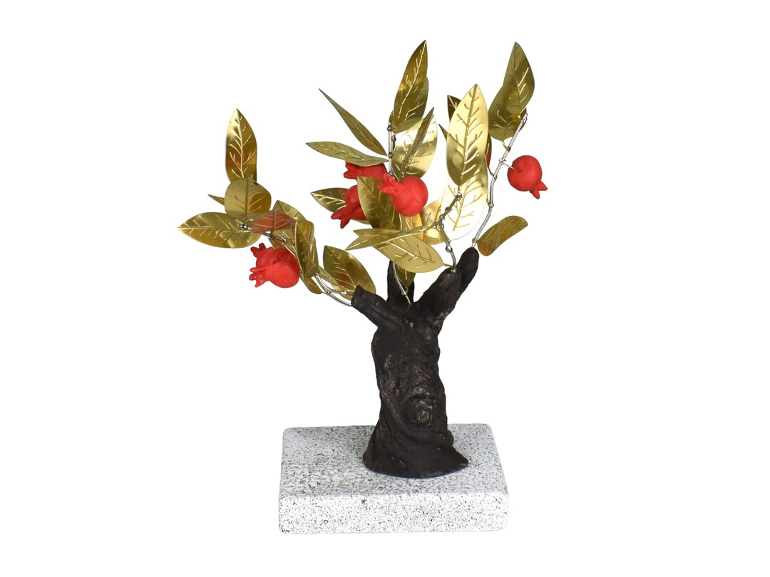Pomegranate Tree Good Luck Fortune Symbol Metal Leafs Sculpture ...