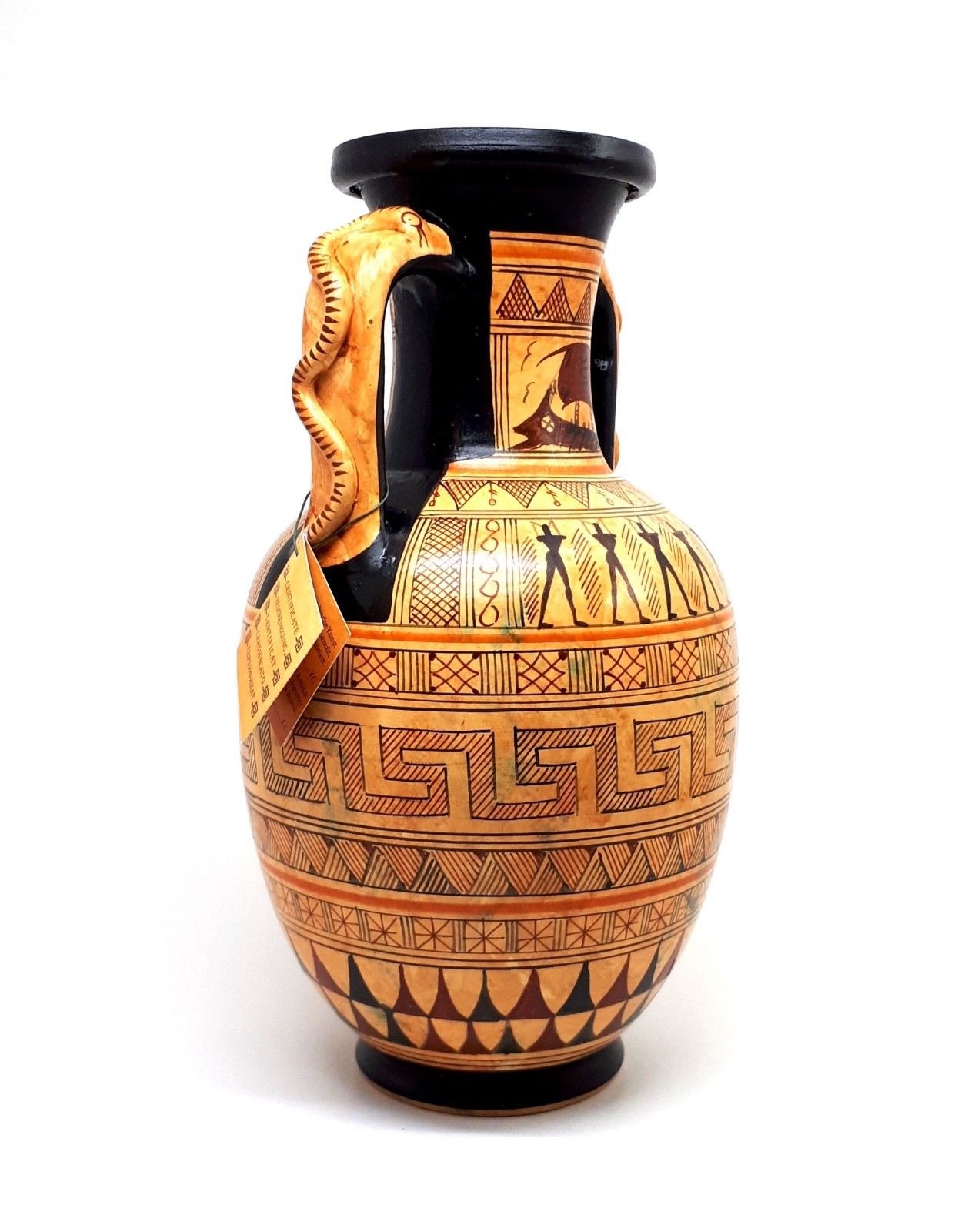 Ancient Greek Ceramic Vase Amphora snakes handle Geometric Art | Etsy