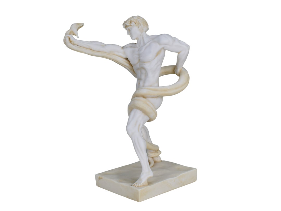 Athlete Wrestling With a Python Snake Nude Male Greek Cast Marble ...