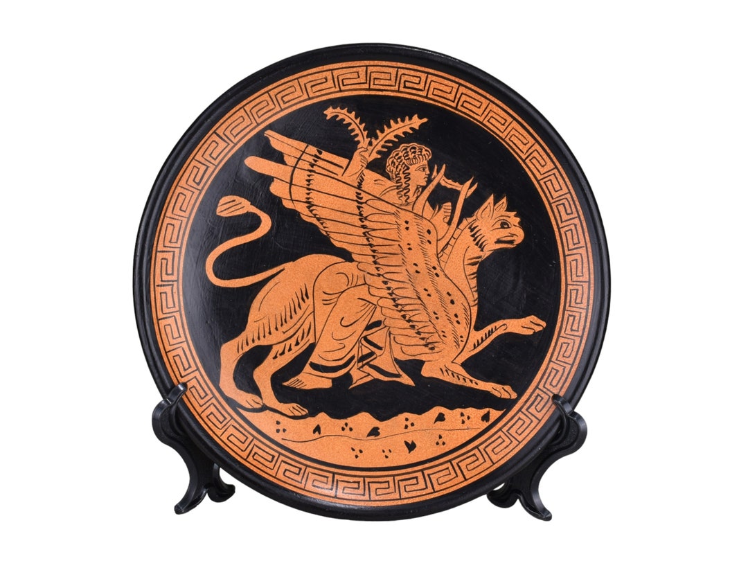 God Apollo Riding Griffin Painting Ancient Greece Ceramic Plate Greek ...
