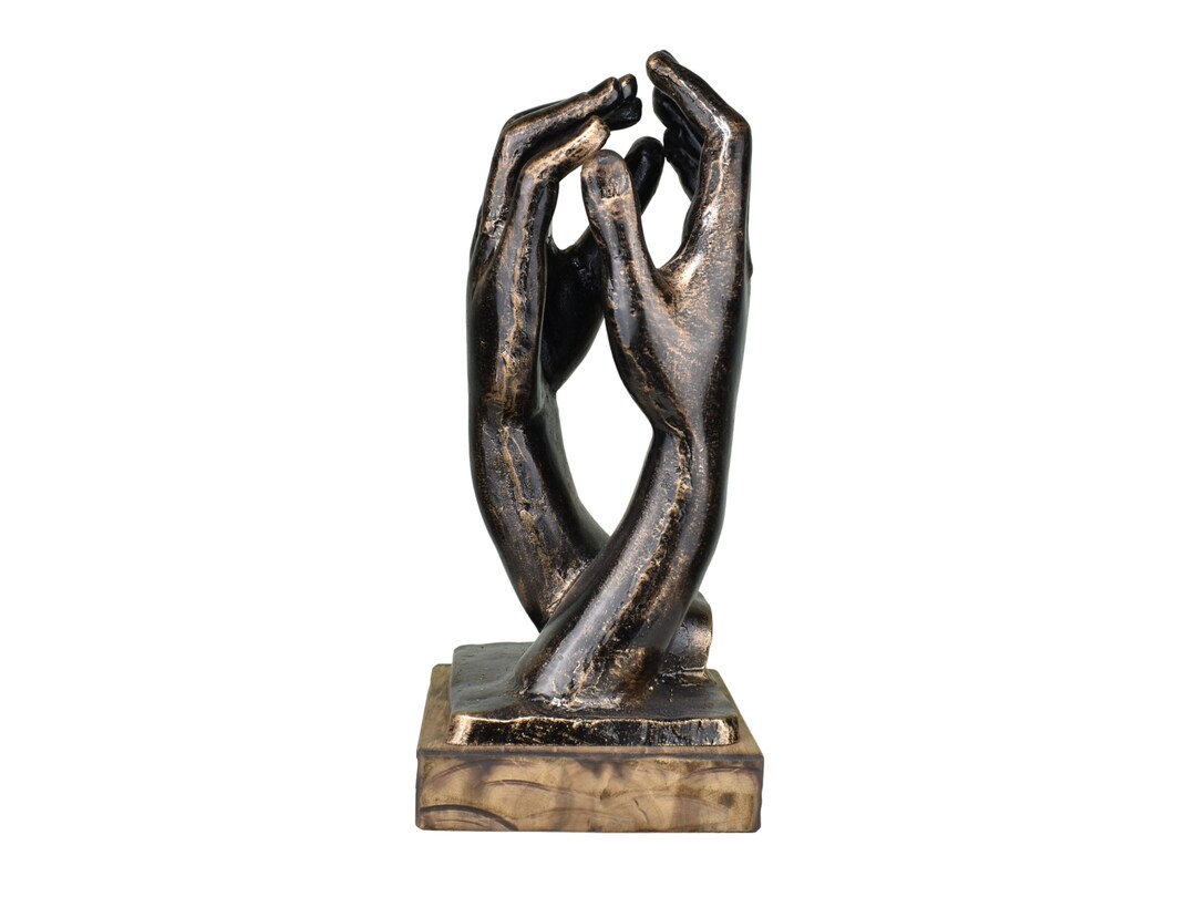 Rodin Cathedral Hands Sculpture Statue Cast Iron Hand Shaped Metal Art ...