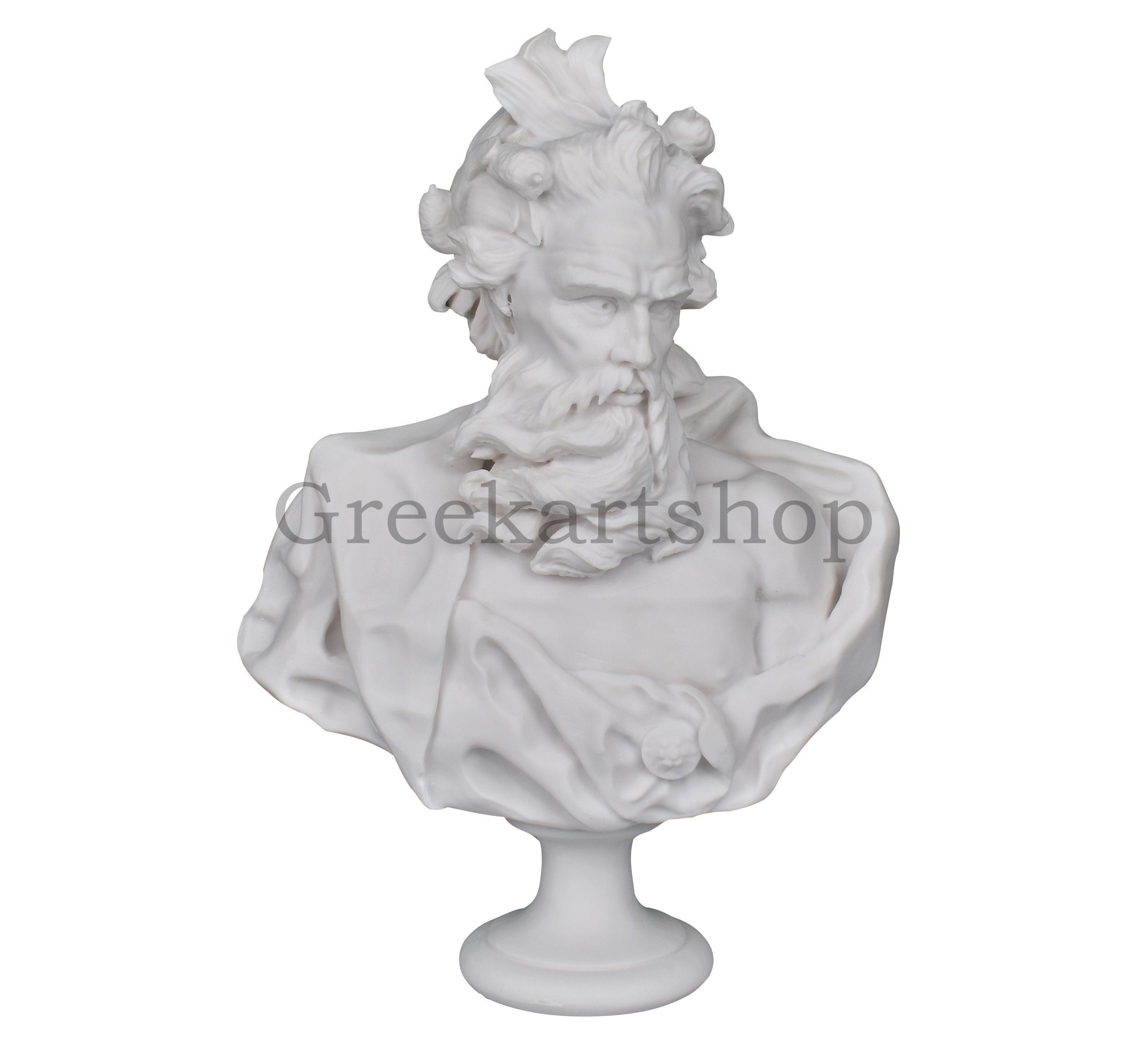 Neptune Poseidon Bust Head Greek God Statue Sculpture Cast Marble ...