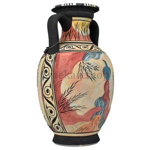 Minoan Vase Knossos Blue Bird Fresco Ancient Greek Pottery Ceramic ...