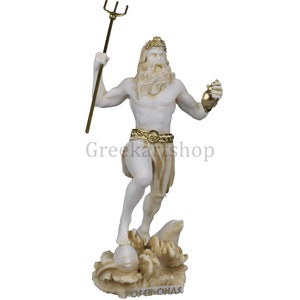 Handmade Poseidon Statue: Greek God of the Sea, Cast Alabaster (9 ...