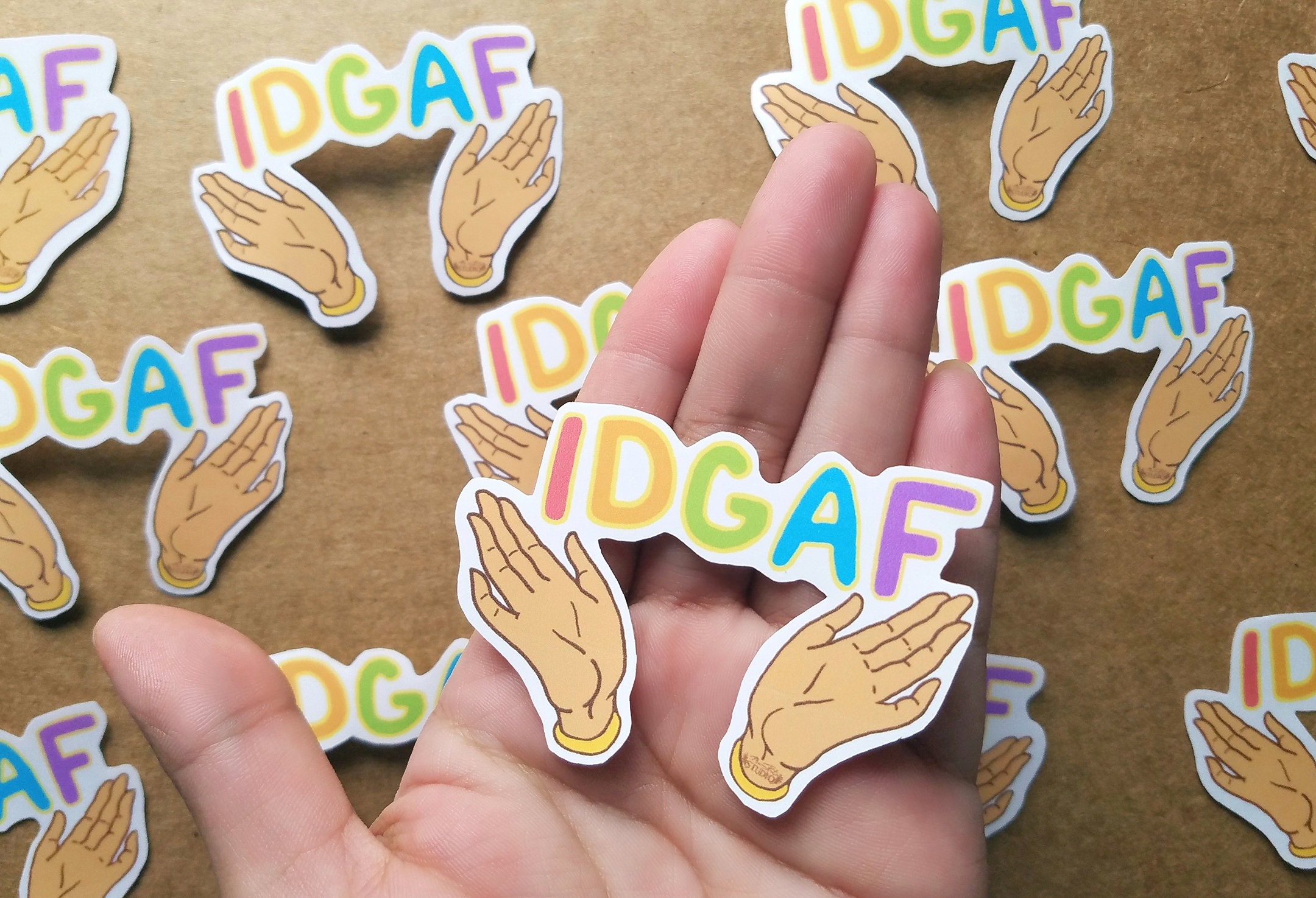 IDGAF Rainbow Sticker Matte Vinyl Waterproof Sticker | Etsy
