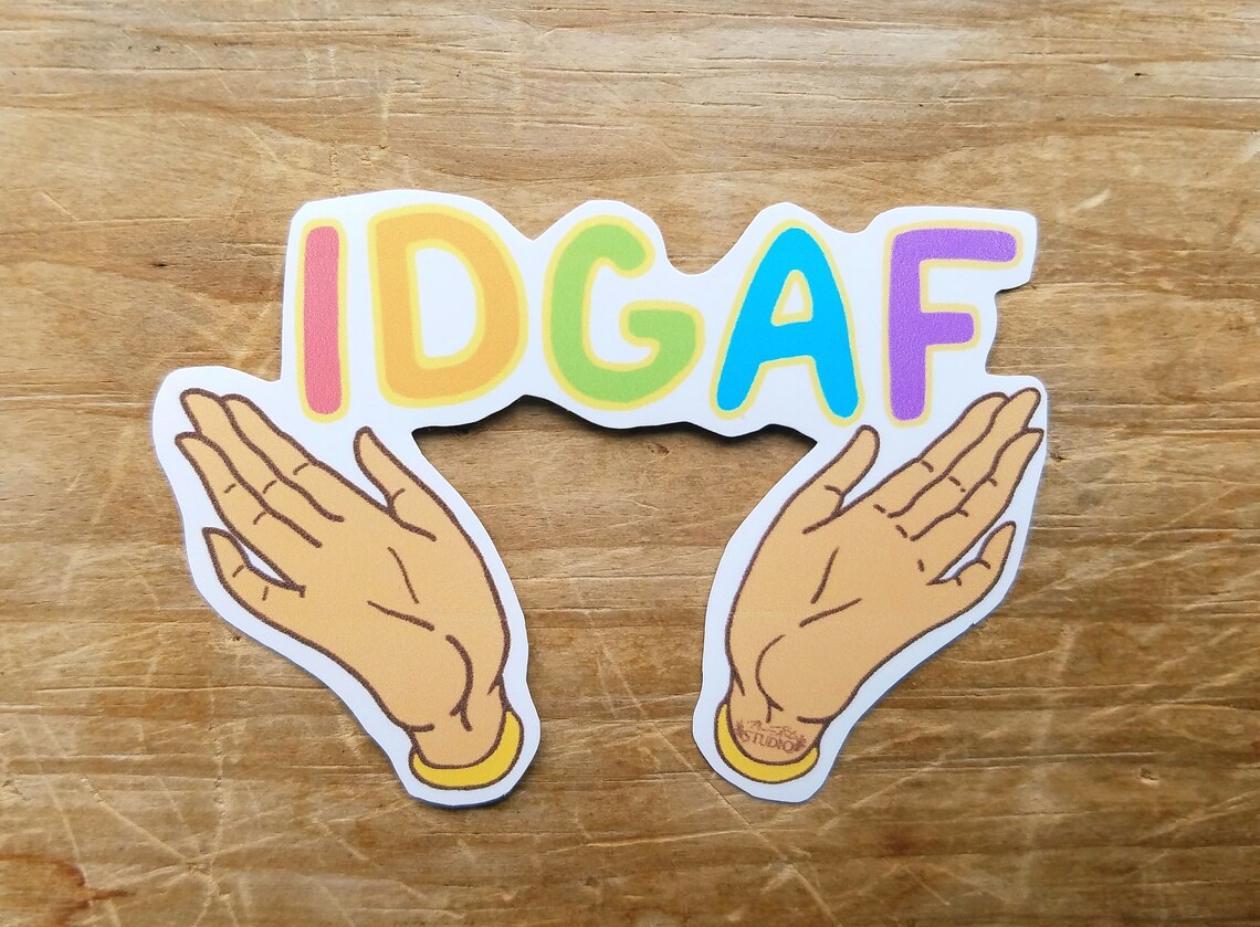 IDGAF Rainbow Sticker Matte Vinyl Waterproof Sticker | Etsy