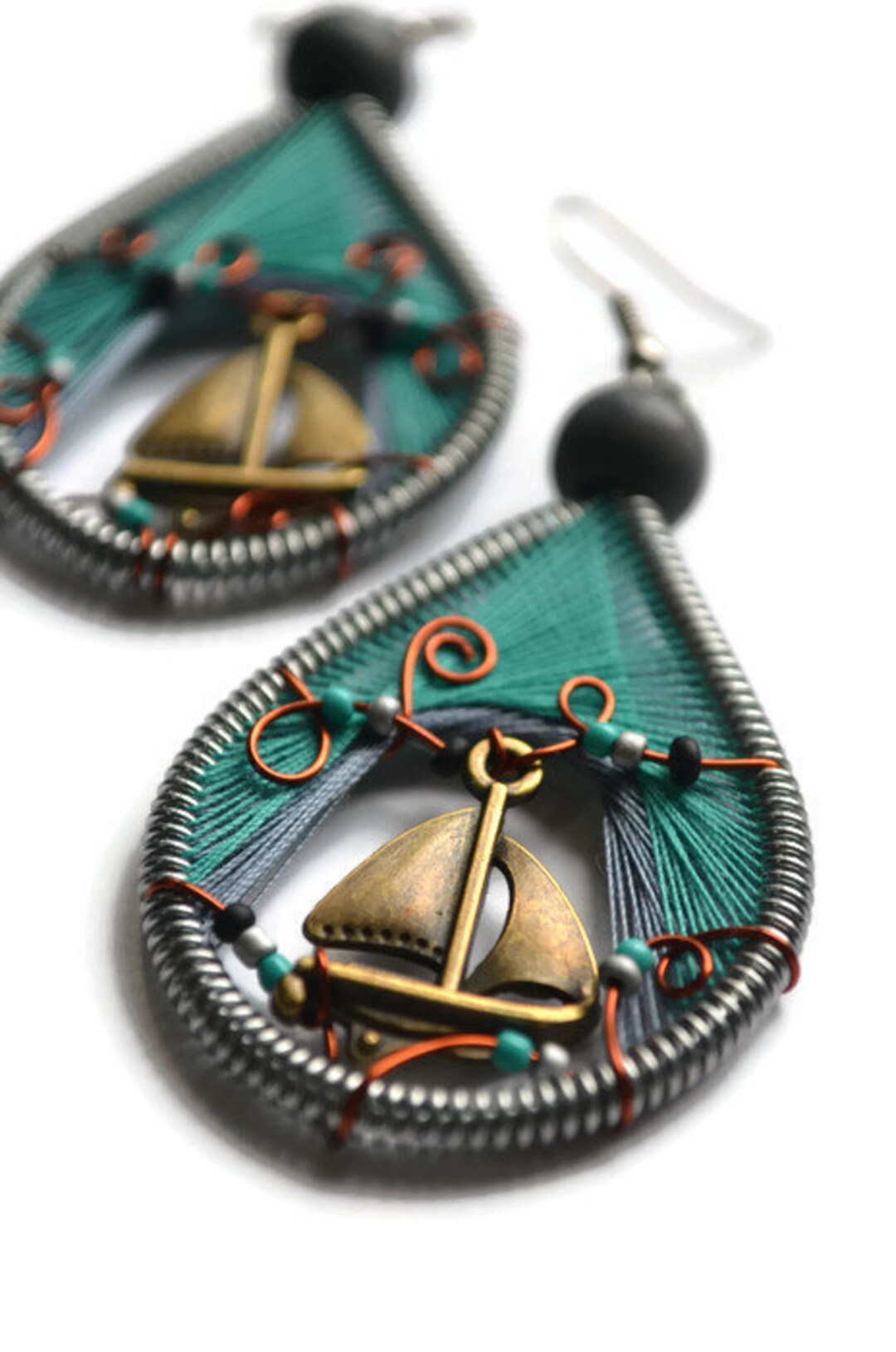 Boat Earrings, Nautical Earrings, Boat Lovers Gift, Ocean Blue Earrings ...