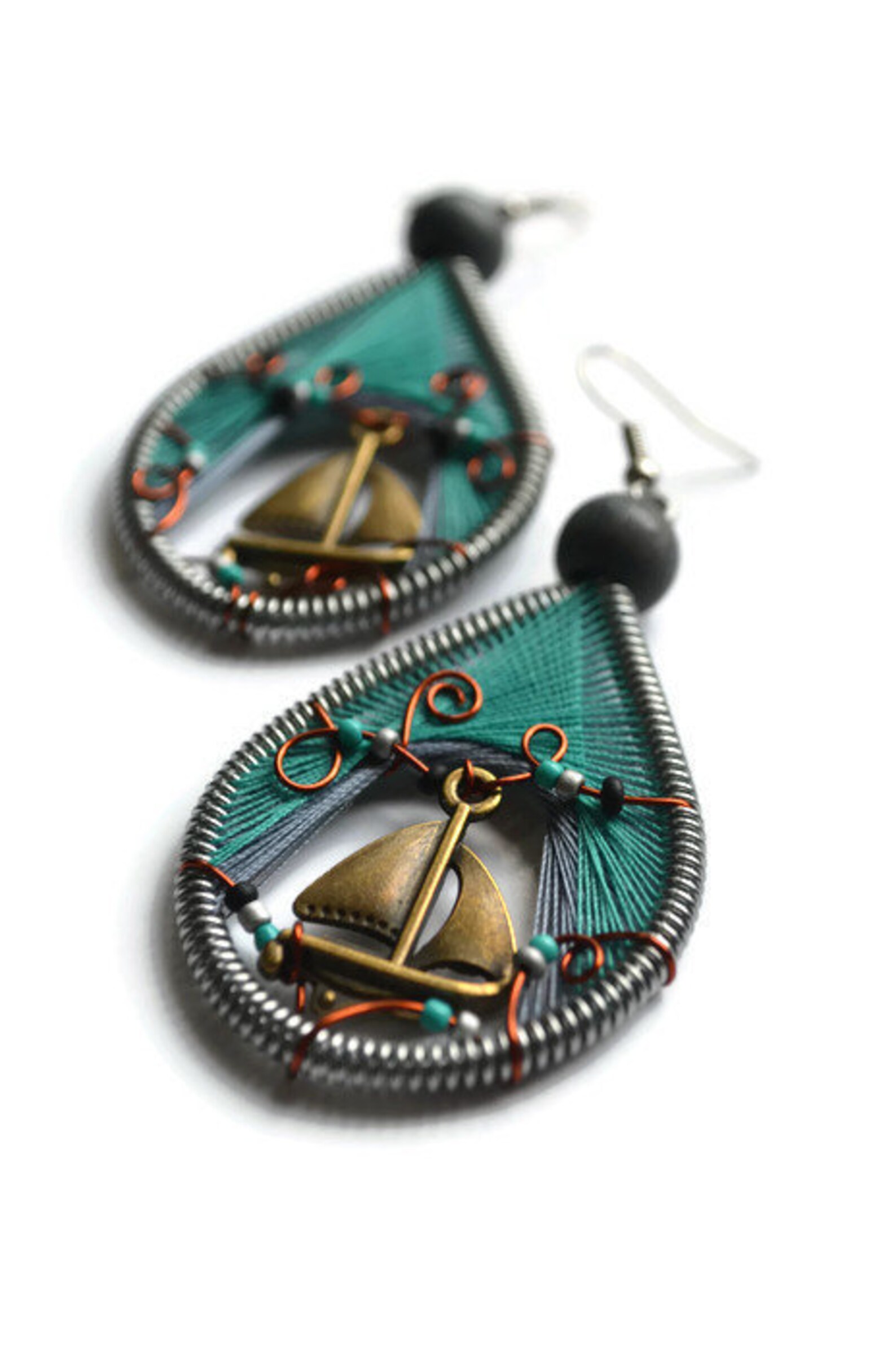 Boat Earrings Nautical Earrings Boat Lovers Gift Ocean Blue - Etsy