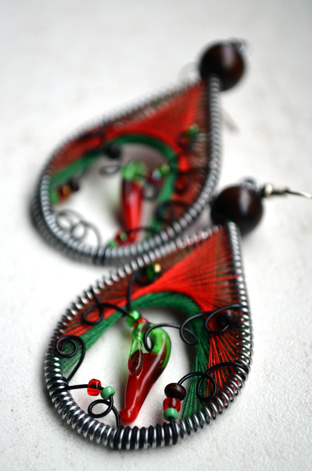 Pepper Jewelry/ Red Chilli Earrings/ Red Hot Chili Peppers/ Vegetarians ...
