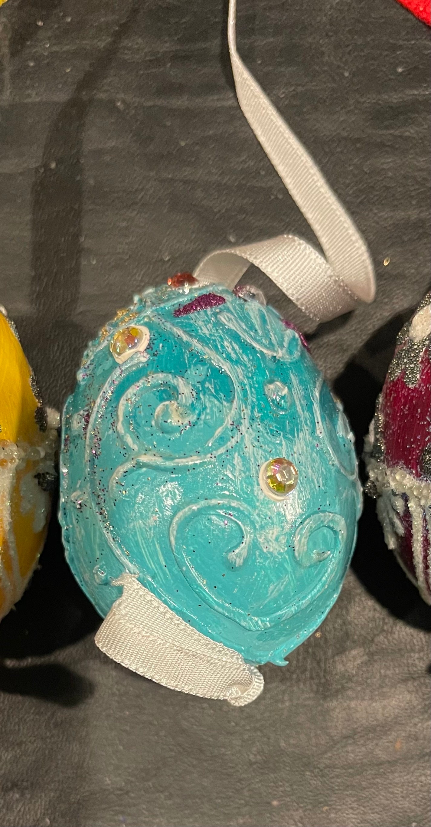 3 Ornate Hand Made REAL Egg Ornaments. the Yolks Are Blown Out. Hand ...