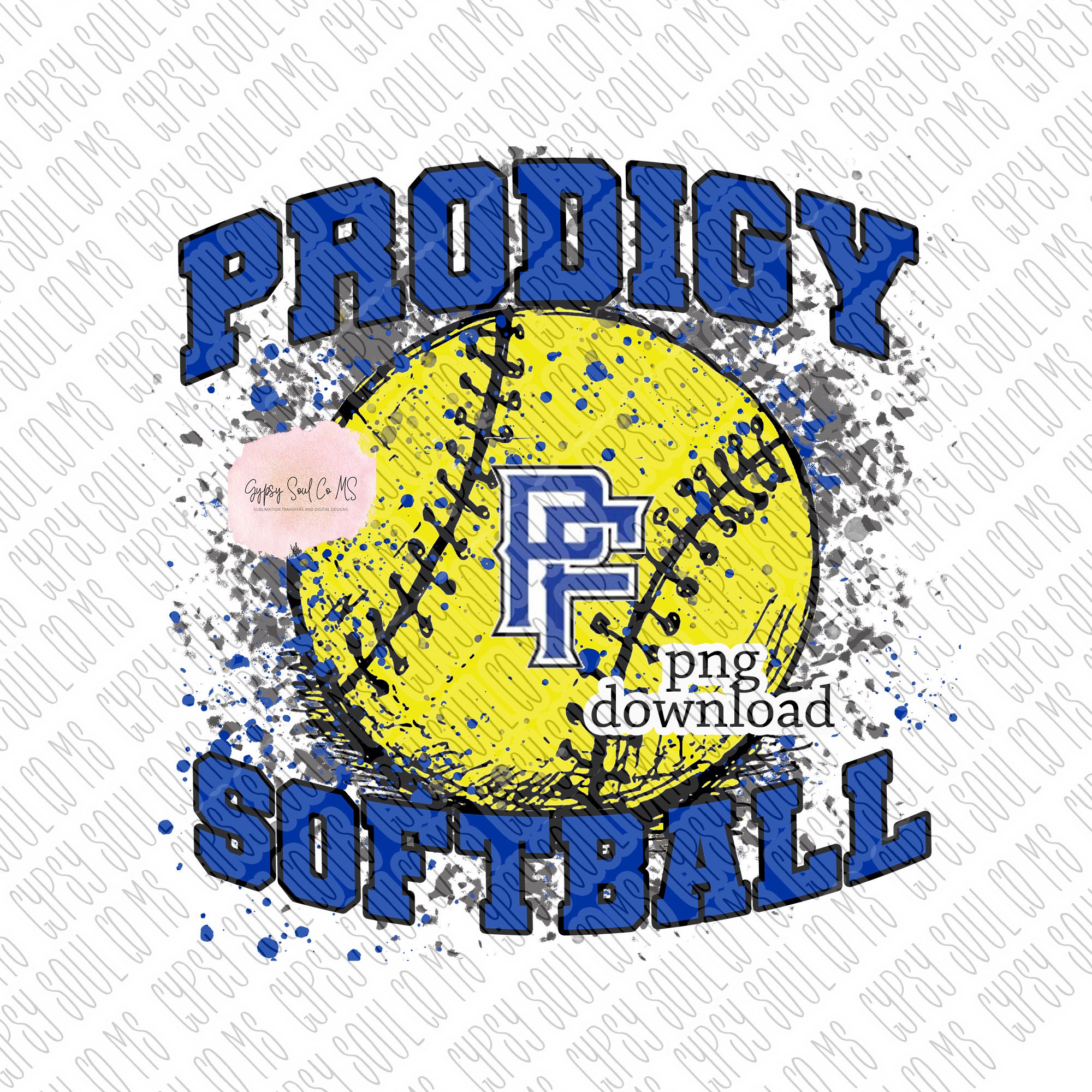 Prodigy Softball Blue Paint Splatter PNG DOWNLOAD ONLUY | Etsy