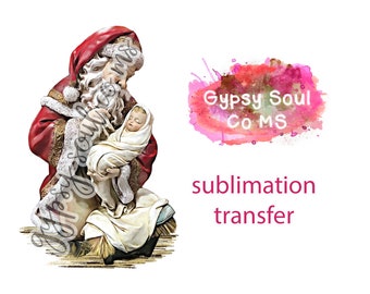 Santa Holding Baby Jesus - Etsy