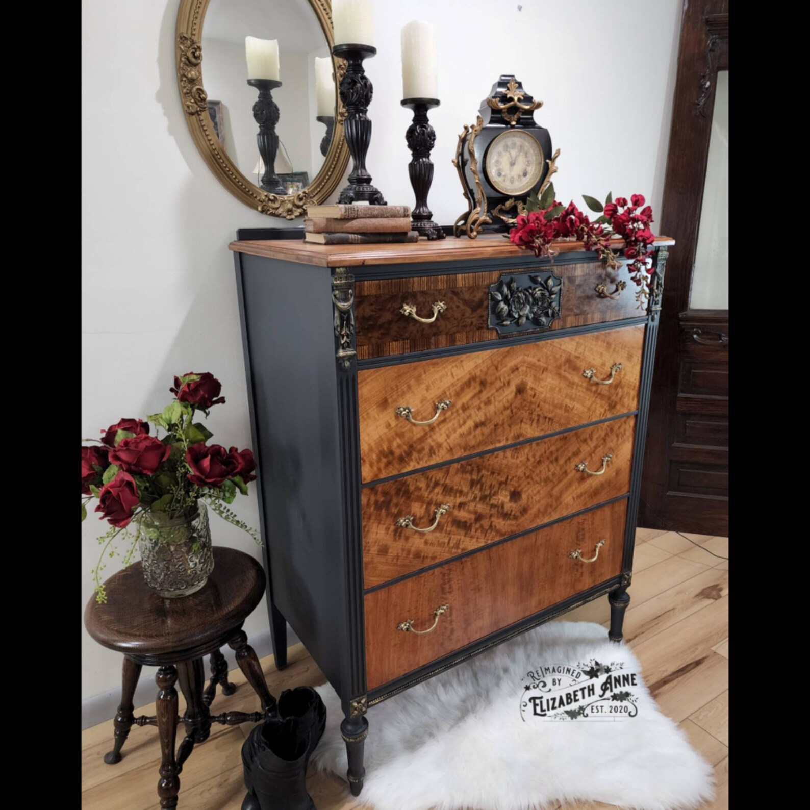 1920s Art Deco Antique Bedroom Set/3 Charcoal Gray Gold & - Etsy