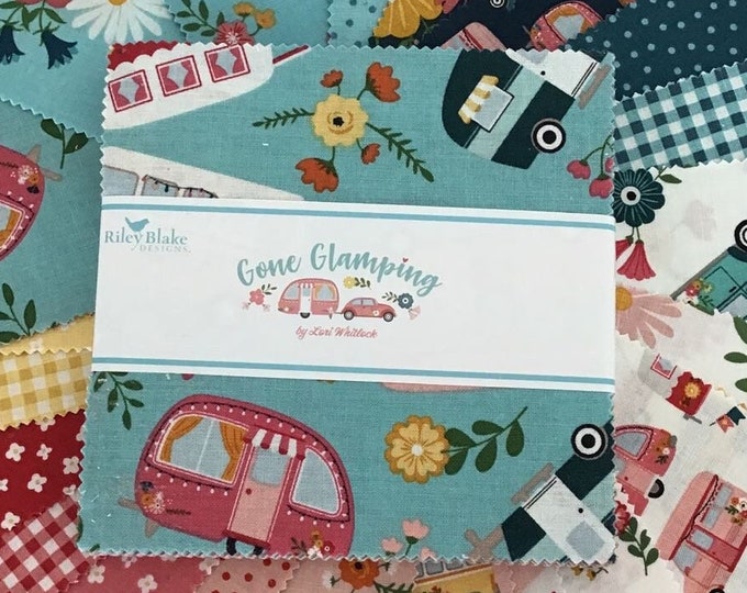 Gone Glamping Charm Pack, 5" Stacker by Lori Whitlock for Riley Blake Designs, (42) 5" Precut ...