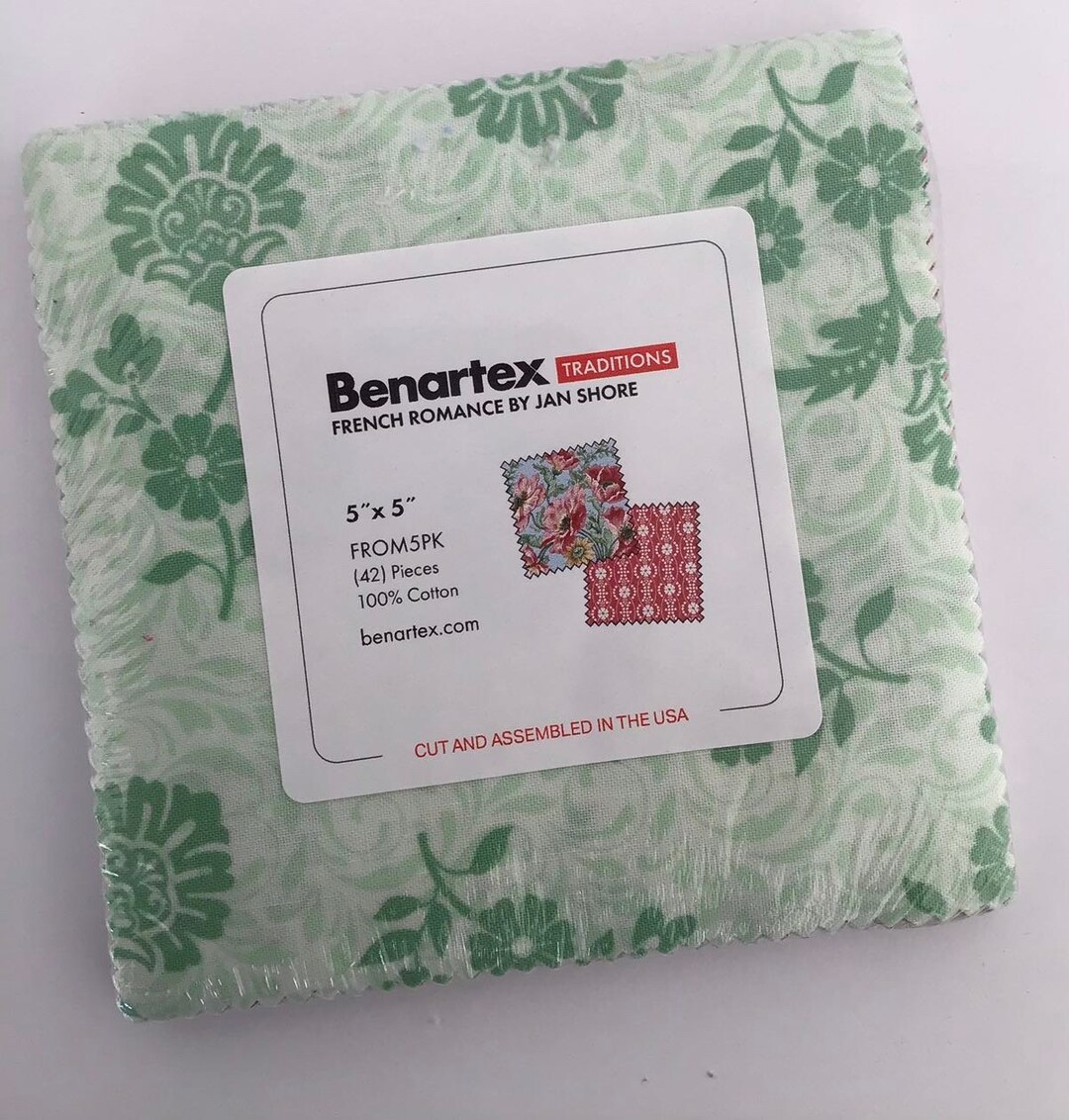 French Romance Charm Pack by Jan Shore for Benartex, 42 5 Precut Cotton ...