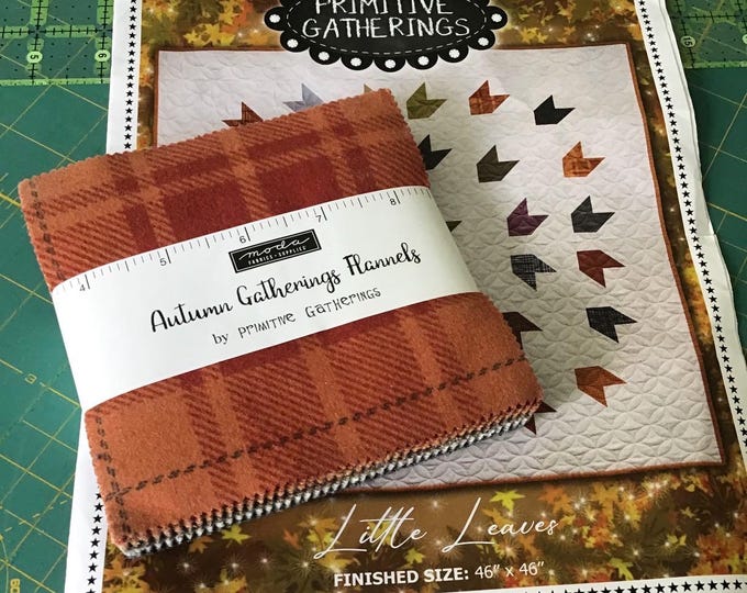 Little Leaves Quilt Pattern With Flannel Autumn Gatherings Charm Pack by Primitive Gatherings ...