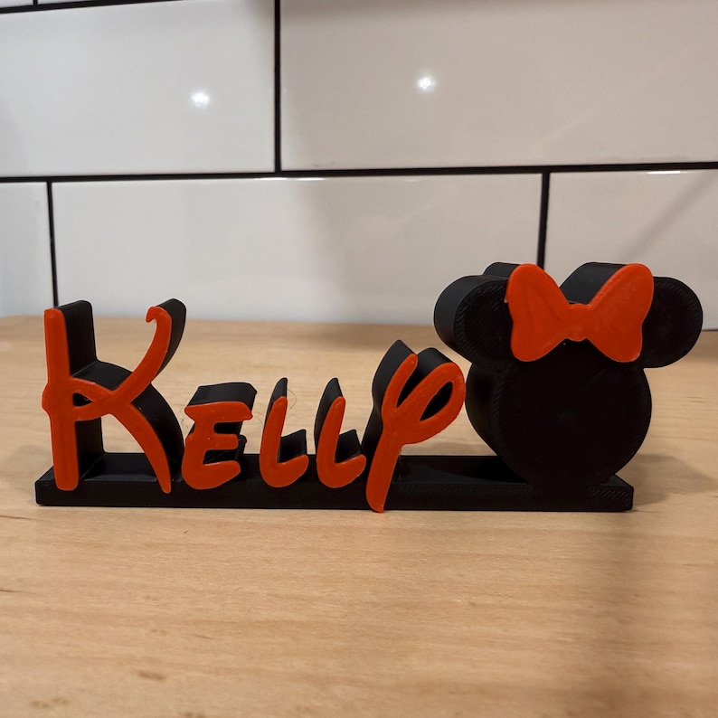 Custom 3d-printed Name Plate With Minnie Mouse Disney - Inspired Icon ...