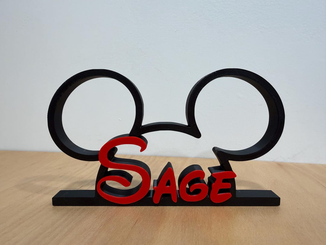 Personalized Mickey Name Sign – Mouse Ears 3D Printed Decor, Custom ...