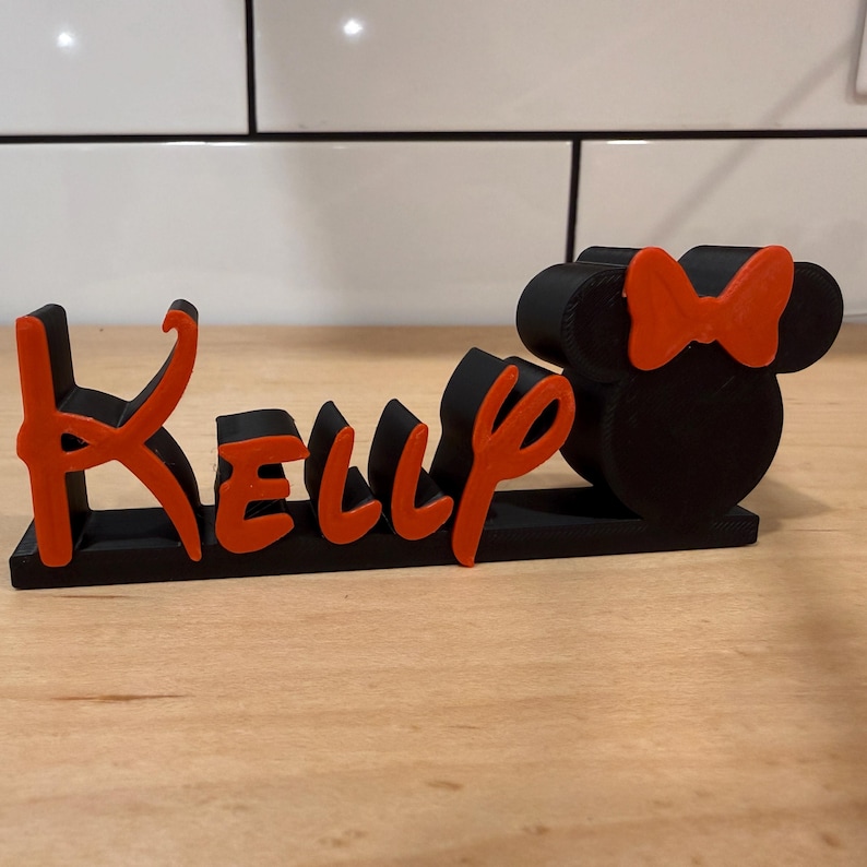 Custom 3d-printed Name Plate With Minnie Mouse Disney - Inspired Icon ...