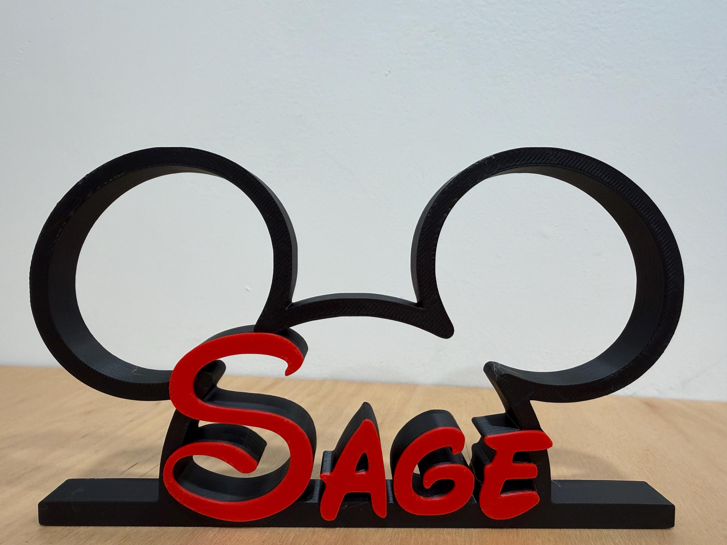 Personalized Mickey Name Sign – Mouse Ears 3D Printed Decor, Custom ...