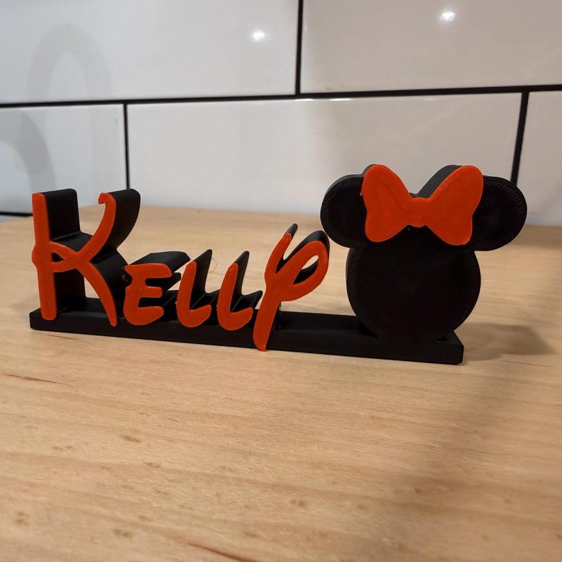 Custom 3d-printed Name Plate With Minnie Mouse Disney - Inspired Icon ...