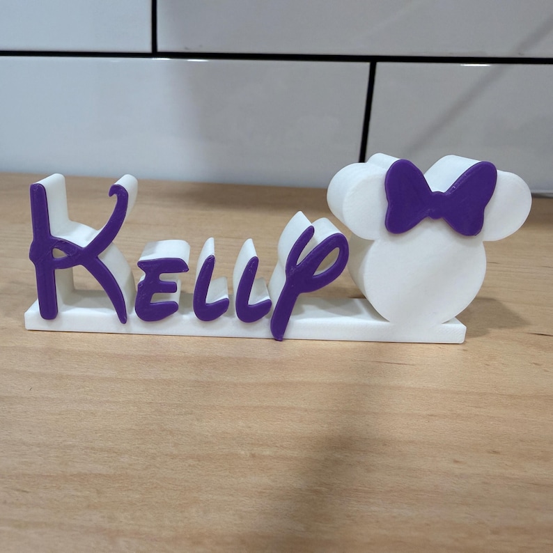 Custom 3d-printed Name Plate With Minnie Mouse Disney - Inspired Icon ...