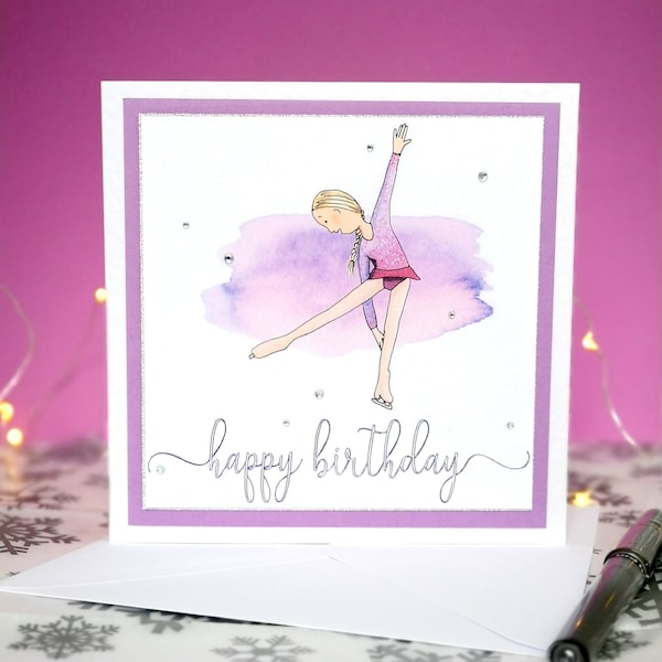 Ice Skating Birthday Card - Etsy