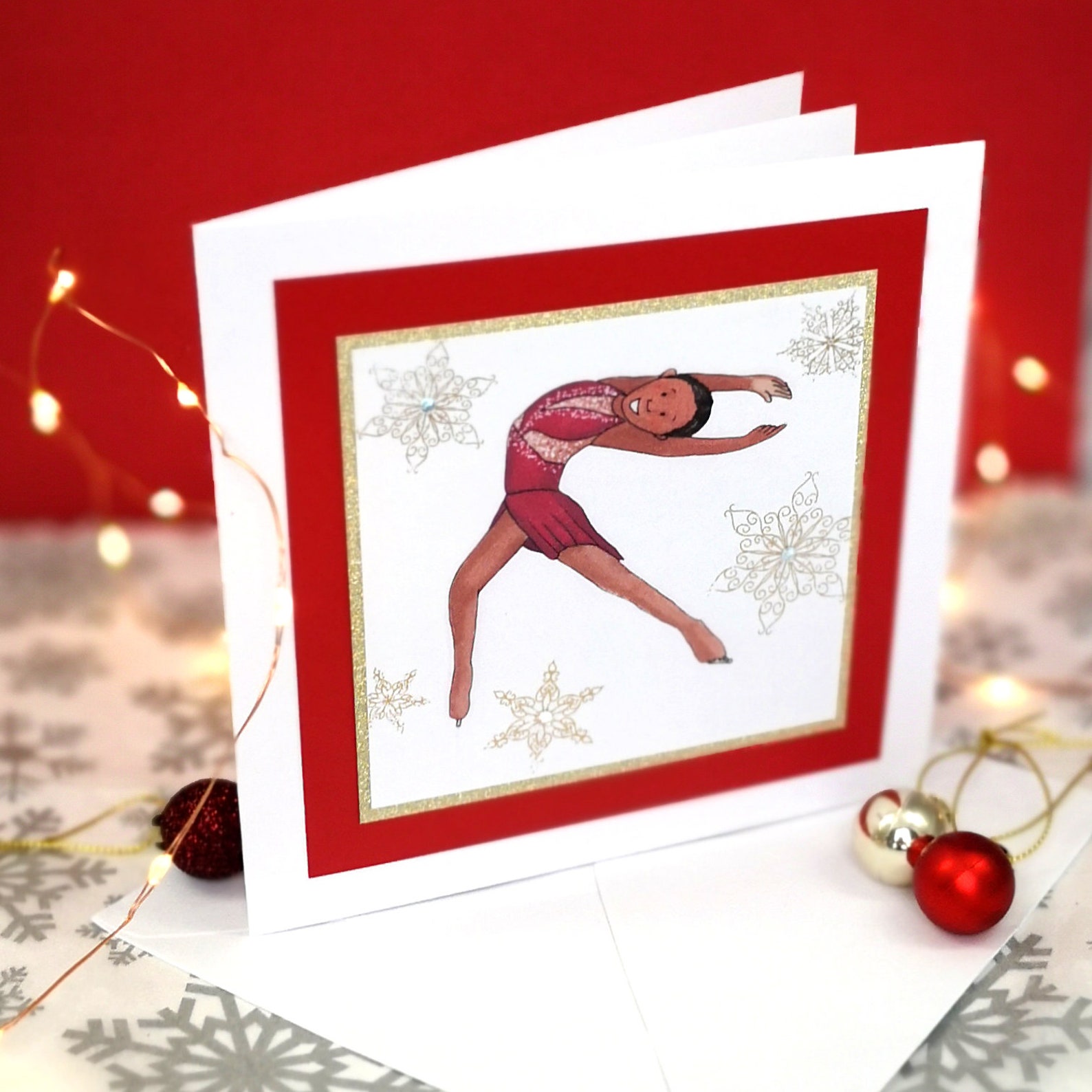 Handmade Figure Skating Large Birthday Card Notecard Original ...