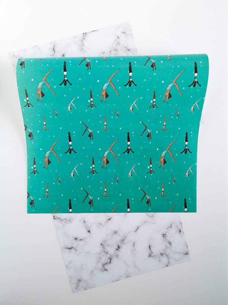 Unisex Gymnastics Wrapping Paper A2 Sheet Luxury Aqua, Blue & Green ...