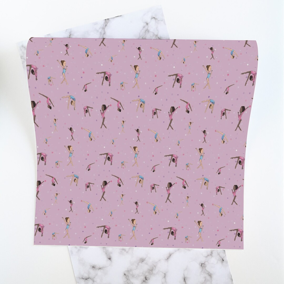 Girls Gymnastics Wrapping Paper | Eilidh & Katie the Gymnast | Lilac ...