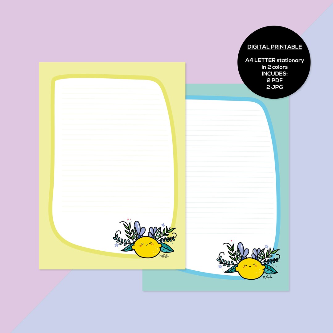 Printable Stationary | Lemon Letter | Printable Letterhead | Digital ...