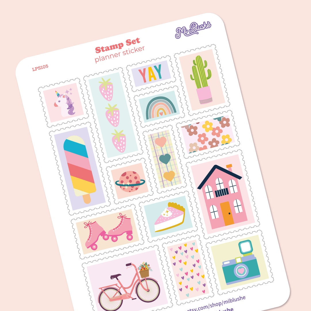 Cute Stamps Sticker | Cute Stamps Set Planner Sticker | Colorful Stamps ...