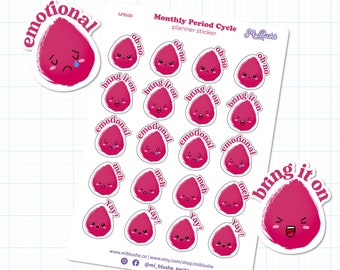 Period Tracker Emoji Planner Stickers Erin Condren Period Journal ...